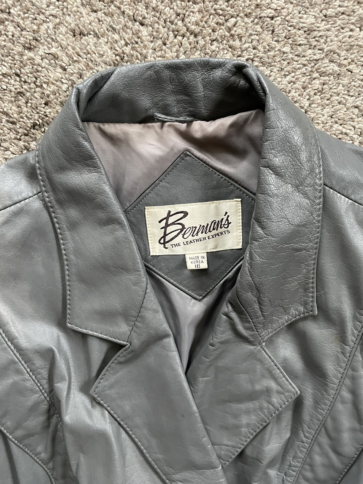 Vintage Bermans womens Gray leather jacket Size 16 - Jazzy | eBay
