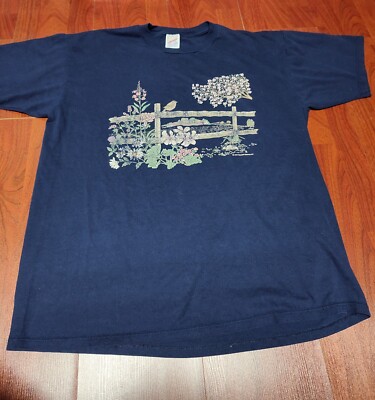 Vtg 90s Endless Designs T Shirt Flowers Robin Bird Farmhouse Art Cute ...