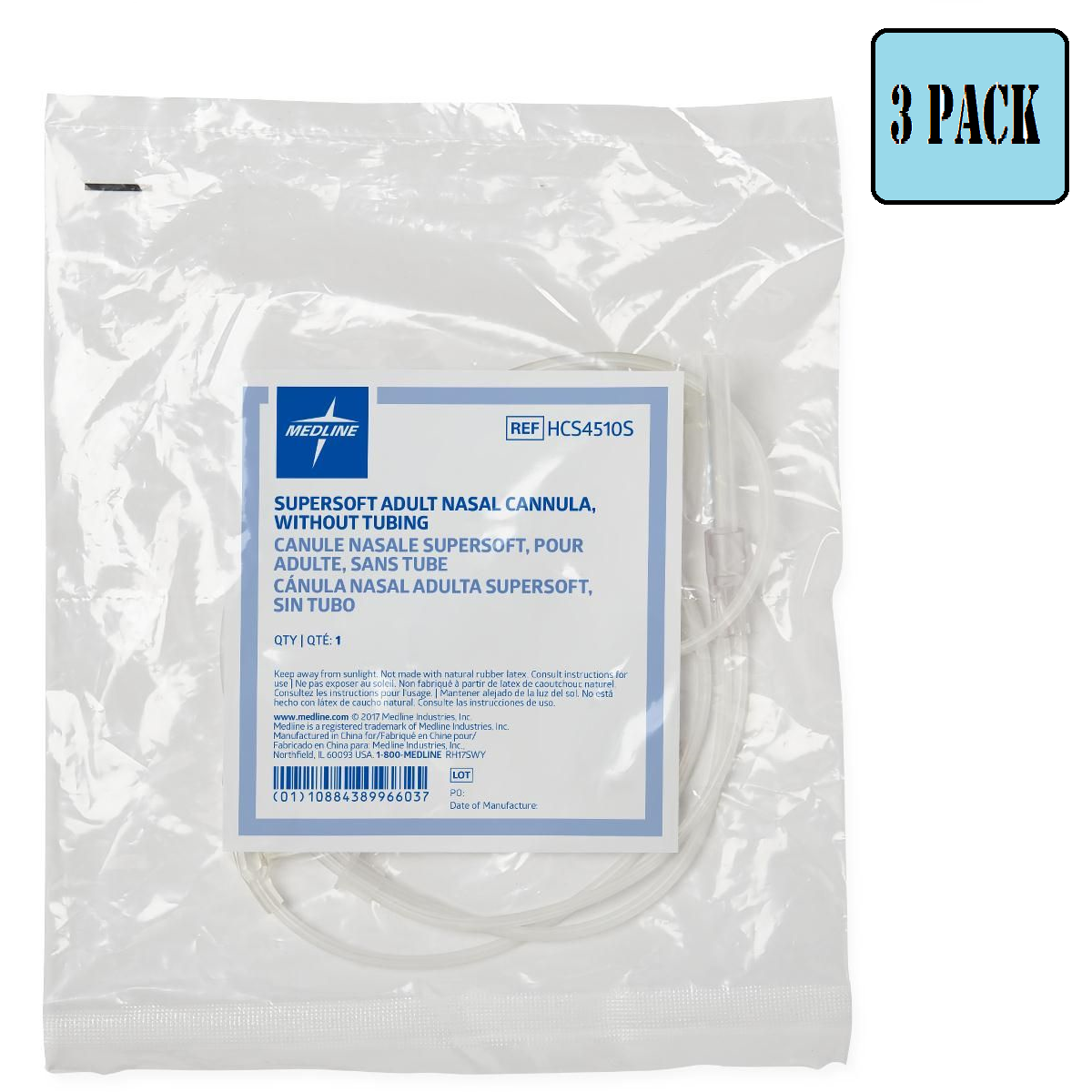 Medline SuperSoft Oxygen Cannulas with Universal Connector, 3 Pack ...