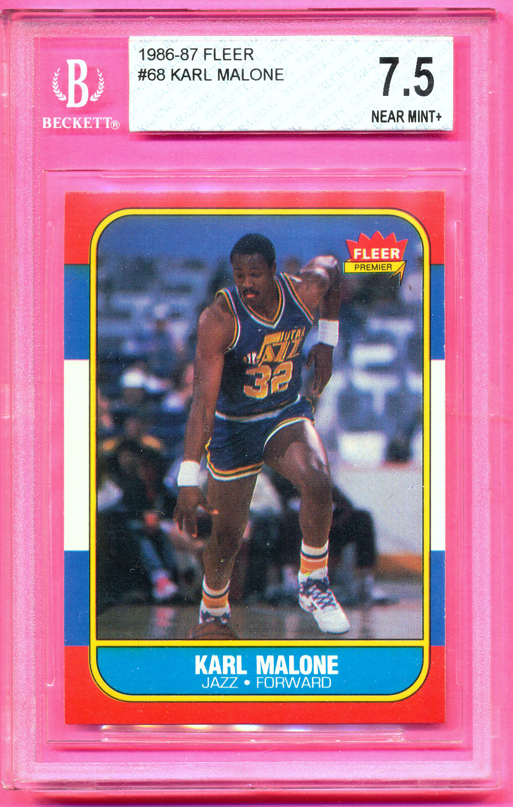 Karl Malone Rookie BGS 7.5 Near Mint+ 1986 Fleer #68 RC Jazz | eBay