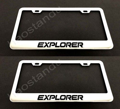 2xEXPLORER STAINLESS Chrome License Plate Frame w/screw Caps All Models ...