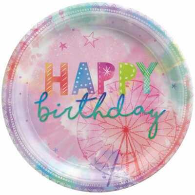 Coachella Party Supplies Happy Birthday Round Dinner Plates 8 Pack | eBay