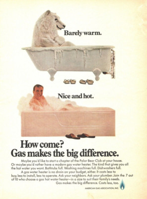 Vintage 1969 American Gas Association Print Ad Polar Bear Clawfoot Tub ...