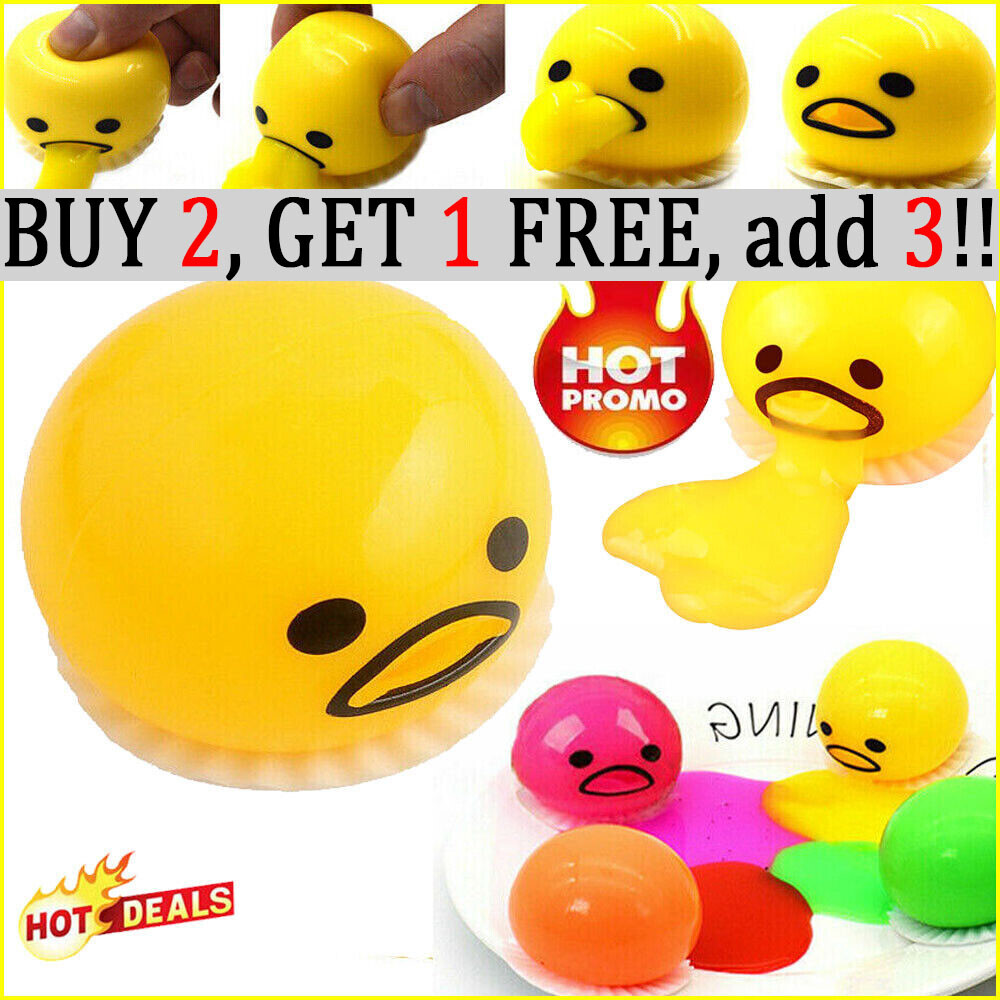 Squishy Puking Egg Yolk Squeeze Ball Yellow Goop Funny Stress Relieve ...