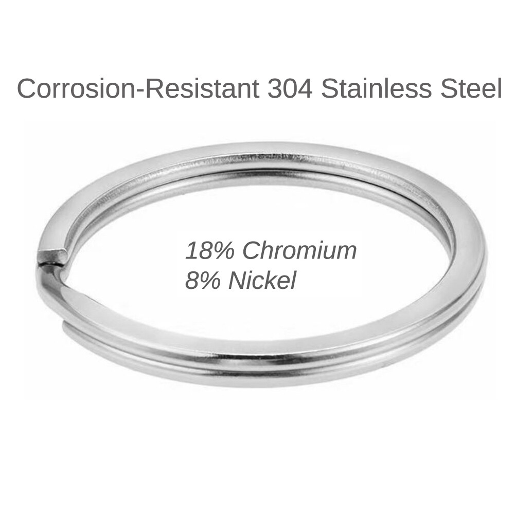25mm 304 Stainless Steel Flat Key Ring Key Chain Flat Split Key Ring 10 ...