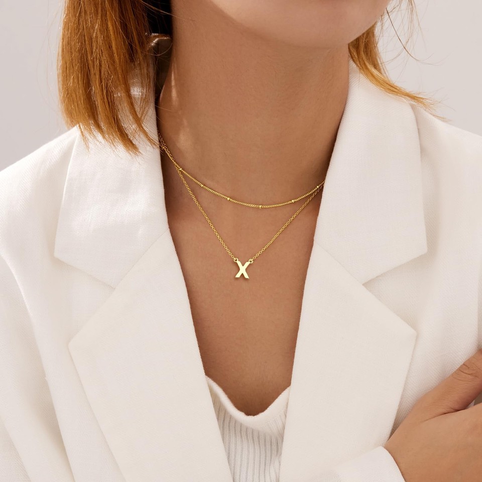 Initial X Necklaces for Women 14K Gold Plated Letter Jewelry Non ...