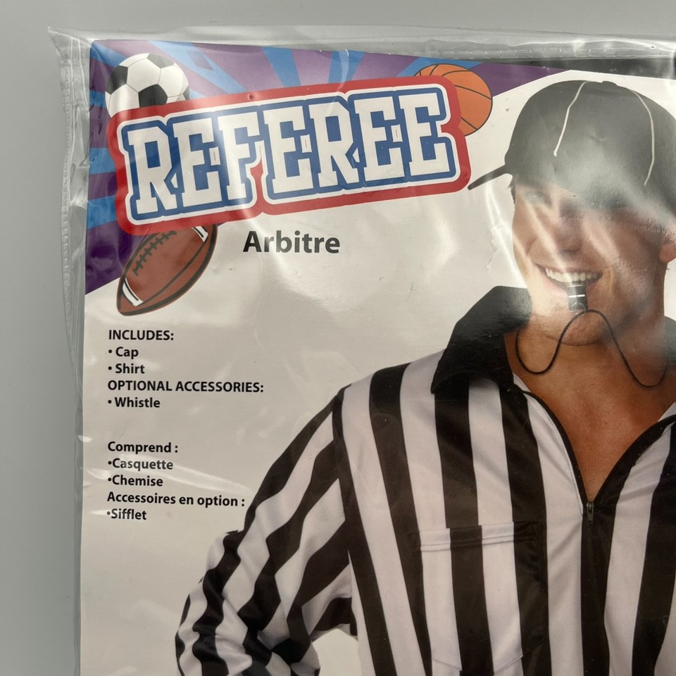 Football Referee Halloween Costume Men Cap & Shirt Up to 42" Chest ...