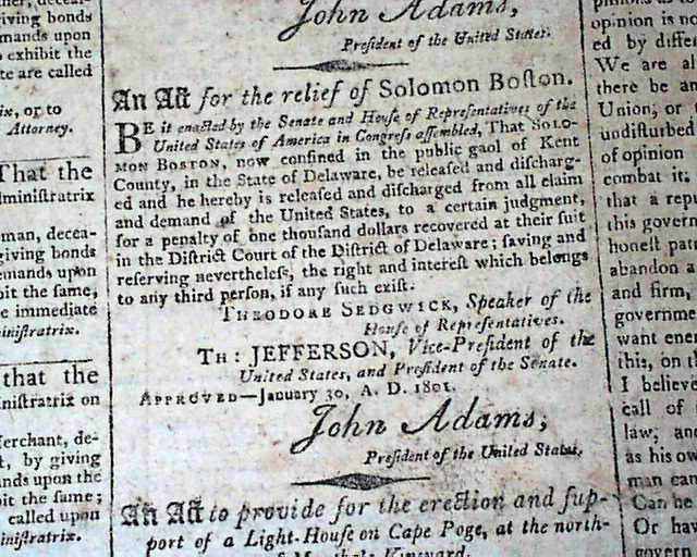 THOMAS JEFFERSON 1st Presidential Inauguration Inaugural Address 1801 ...