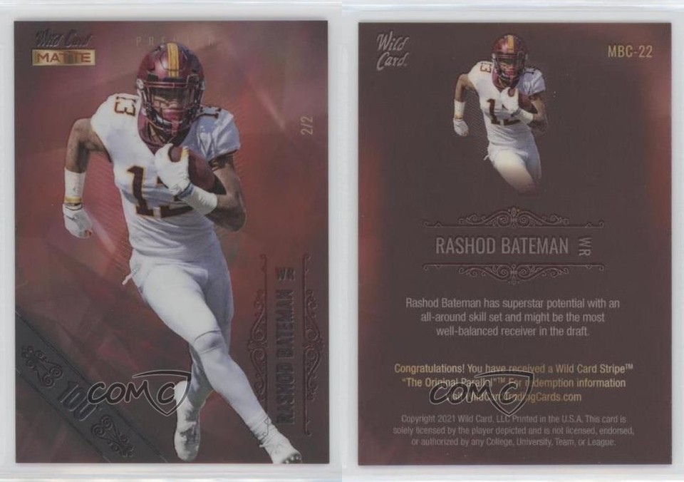 2021 MATTE Retail Chase Red 100 Stripe 2/2 Rashod Bateman #MBC-22 ...