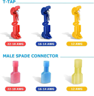 T-Tap Electrical Cable Connectors Wire Crimp Spade Terminals Quick ...