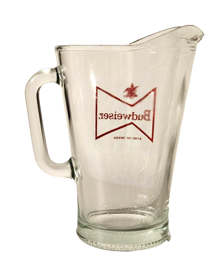 Vintage Budweiser "Bud King of Beers" Heavy Glass Beer Pitcher 9"H ...