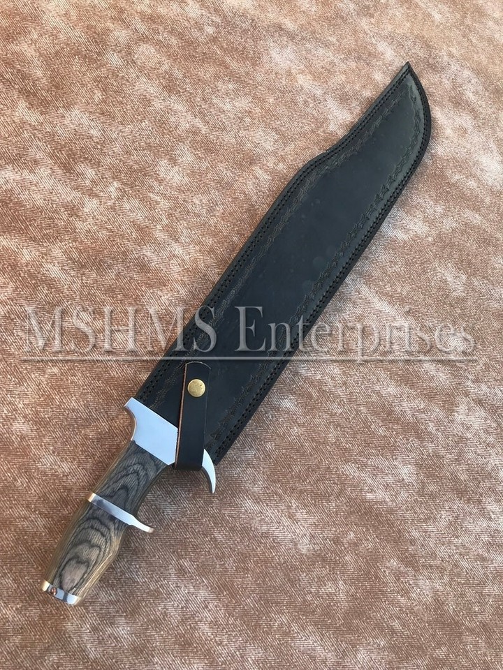 23' HANDMADE D2 STEEL HIGH POLISH HUNTING PREDATOR BOWIE MACHETE KNIFE ...