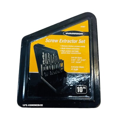 WARRIOR Screw Extractor and Left-Hand Drill Bit Combo Set, 10 Piece | eBay
