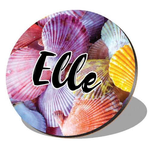 1 x Round Coaster - Name Elle Sea Shells Lettering #265690 | eBay UK