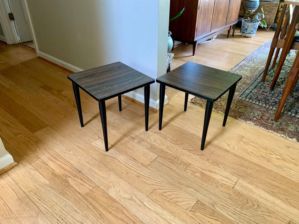 Vtg MCM Square Formical Table | Small Faux Wood Patio Table | Plant ...