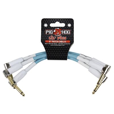 Pig Hog Lil' Pigs Vintage "Daphne Blue" 6-Inch Woven Patch Cables, 3 ...