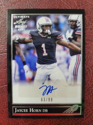 Jaycee Horn 2021 LEAF ULTIMATE DRAFT ROOKIE RC AUTO #D /99 CAROLINA ...
