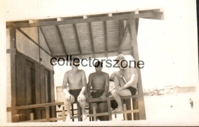 WW2 Royal Artillery Soldiers In swimming Trunks At Camp Egypt Photo 3x2 ...