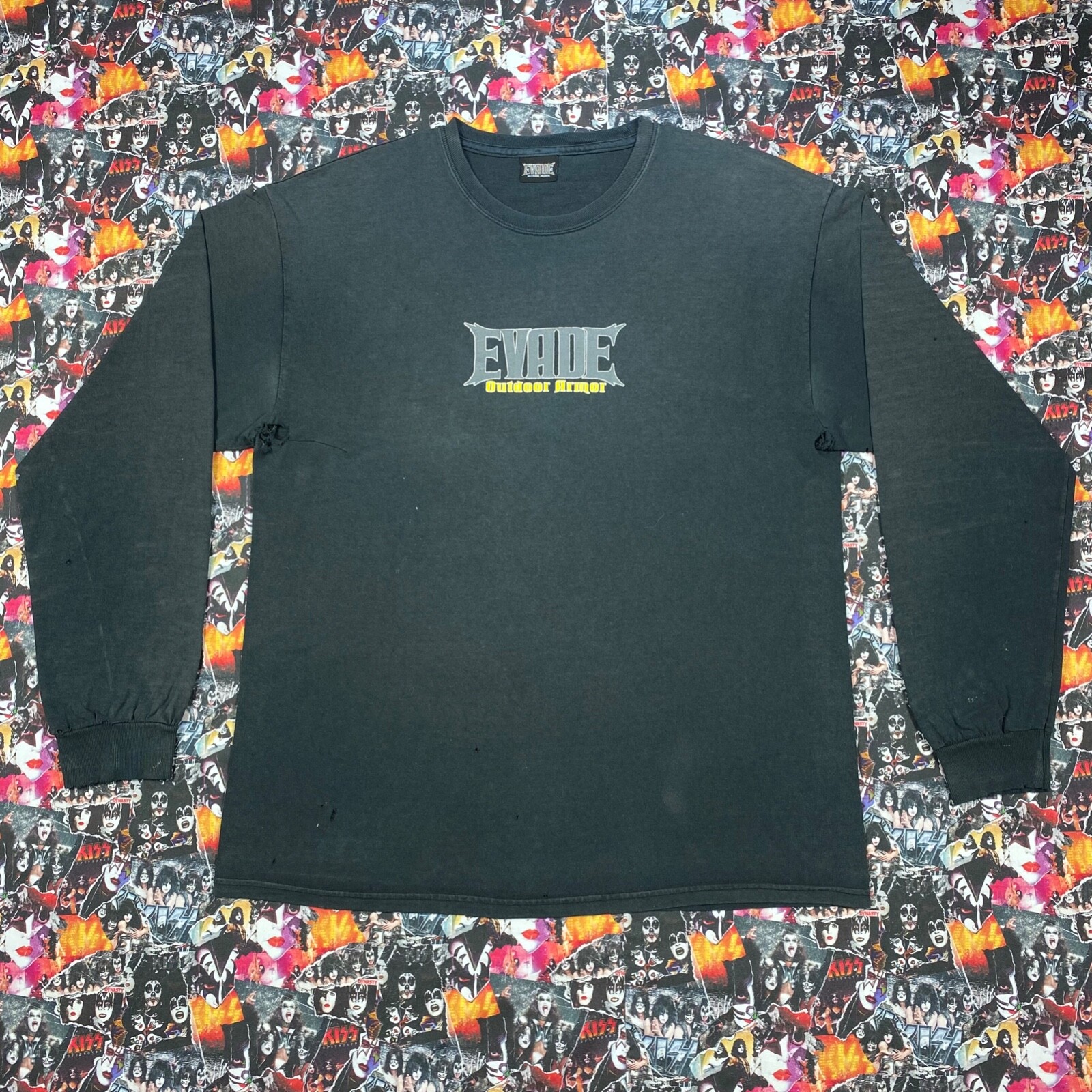 Y2K Evade Fishing Distressed Black Size Large Long-Sl… - Gem