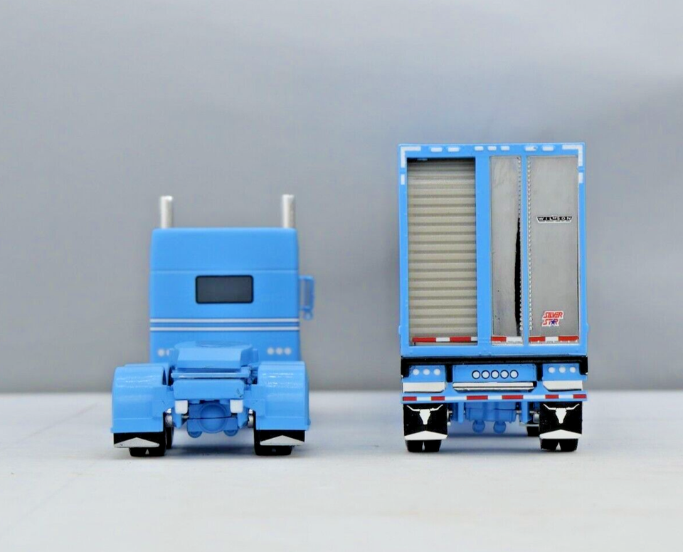 DCP 1/64 Baby Blue White Peterbilt 389 Wilson Livestock Trailer 60-1787 ...