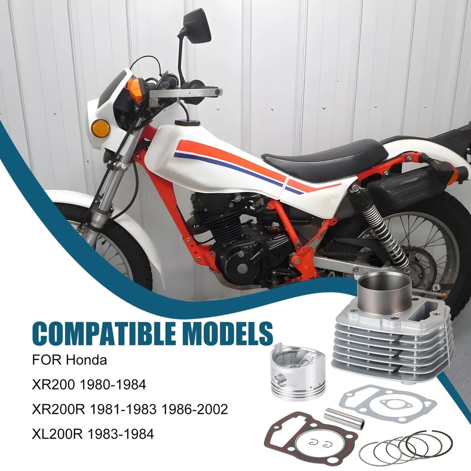 Cylinder Piston Kit w/ Gasket For Honda XR200 80-84 / XR200R 1981-1983 ...