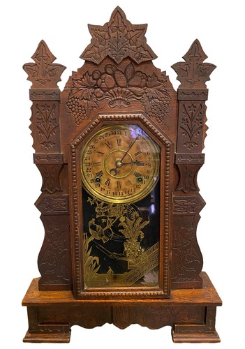 Antique Gilbert Concord No 3 Oak Gingerbread Clock, Calendar Dial ...