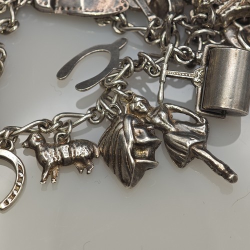 Antique Sterling Silver Charm Bracelet Lots Of Charms Vintage 69 Grams ...