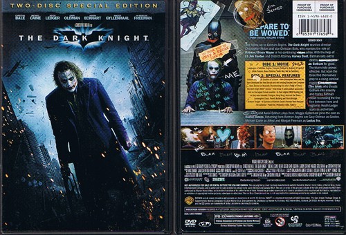 THE DARK KNIGHT DVD TWO DISC SPECIAL EDITION CHRISTIAN BALE HEATH ...