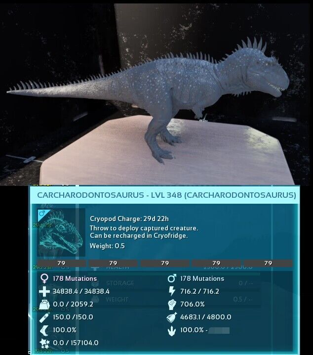 Ark survival ascended pve Carcharodon PC/XBOX/PS5 ASA Carchar 100 ...