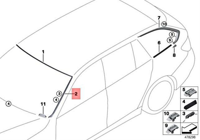 BMW OEM 12-16 328i Windshield Side Left Molding 51317258187 for sale ...