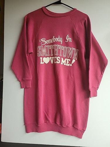 Vintage 80s LONG PINK SMITHTOWN Love! Crewneck Sweatshirt Small 19x32 ...