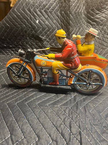 Large Tin Litho wind up Paya Spain Motorcycle with side car. Mint condition! | eBay