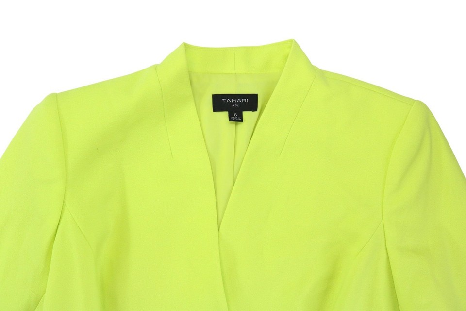 Tahari ASL Women's Wrap Collarless Blazer (Lime, 6) | eBay