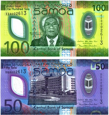 2025 Samoa P50 + P51 100 + 50 Tala Banknote Polymer UNC MATCHING SERIAL ...