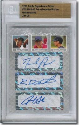 DAVID PRICE *Ross DETWILER * Jarrod Parker Autograph Rookie SILVER Auto ...