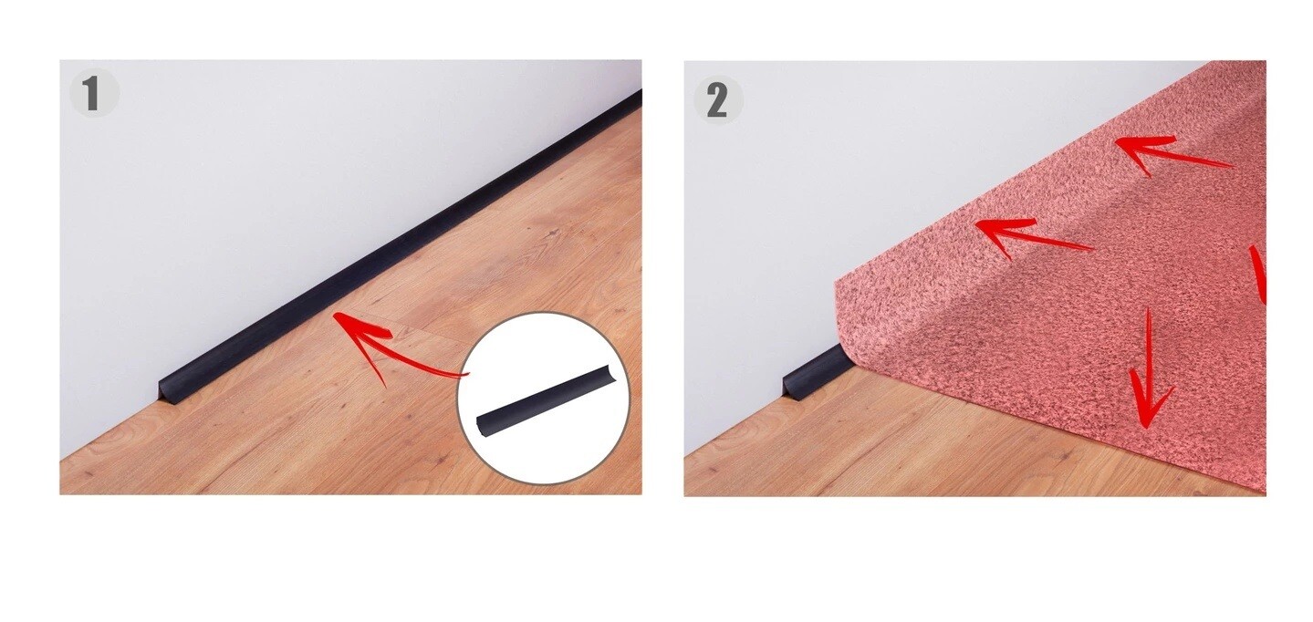 Plastic Vinyl Cove Former 2 metres Black Soft Flooring Wall Coving ...