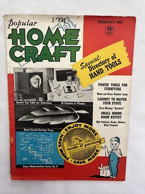 1950 February Home Craft Magazine Power Tools For Furniture (CP412) | eBay