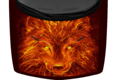 Wolf Head Burning Fire Flames Truck Hood Wrap Vinyl Car Graphic Decal ...