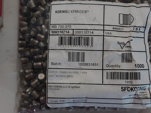 (1,000-Pk) 300110714 Koenig Expander Seal Plug 7.0 mm MB 700-070 NEW | eBay