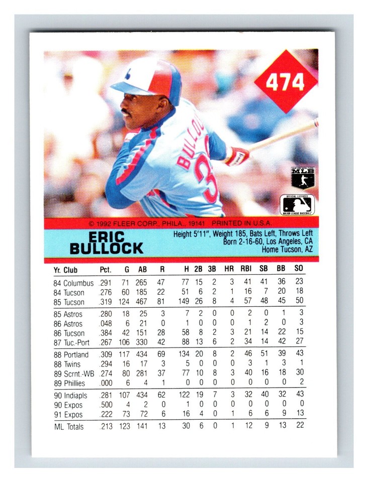 1992 Fleer #474 Eric Bullock Excellent | eBay