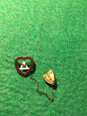 VINTAGE FRATERNITY HEART PIN FHC WOTM LAPEL PIN WITH CHAIN MOOSE ...