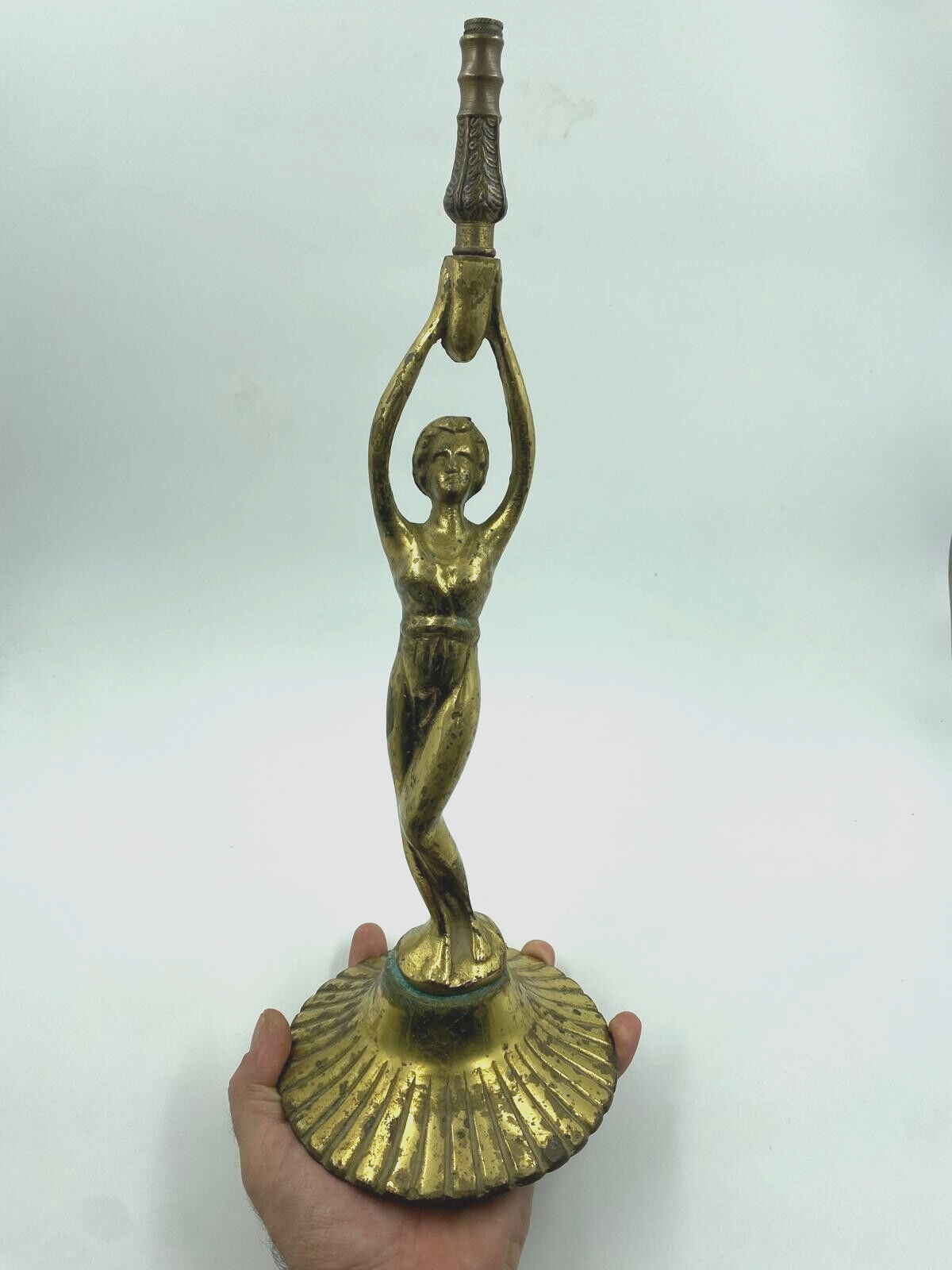 Vintage Art Women's Antique Solid Brass Statue Figure Candle Holder ...