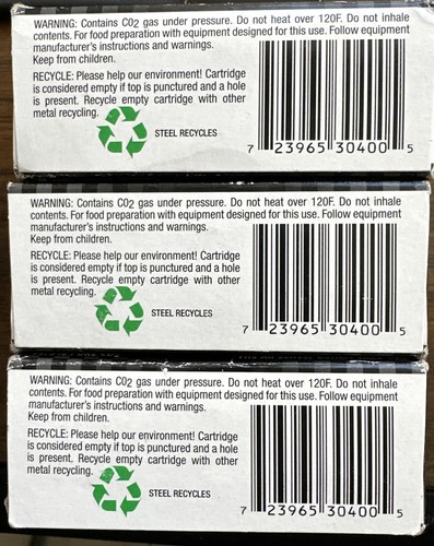 3 Boxes Seltzer Charges 8-gram CO2 Cartridges (Pack of 10) 30 Total New ...
