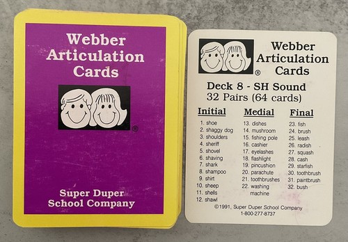 Webber VTG Articulation Cards Super Duper 1991 Complete #8 Educational ...