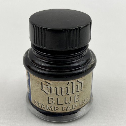 Guild Stationary Product Blue Stamp Pad Glass Ink Bottle Hazel Atlas ...