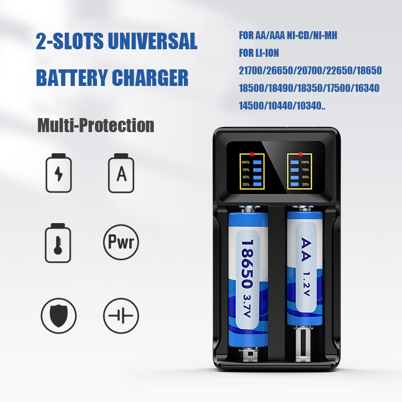 USB Battery Charger LED Display Li-ion Ni-MH Ni-CD 14500 18650 32650 AA ...