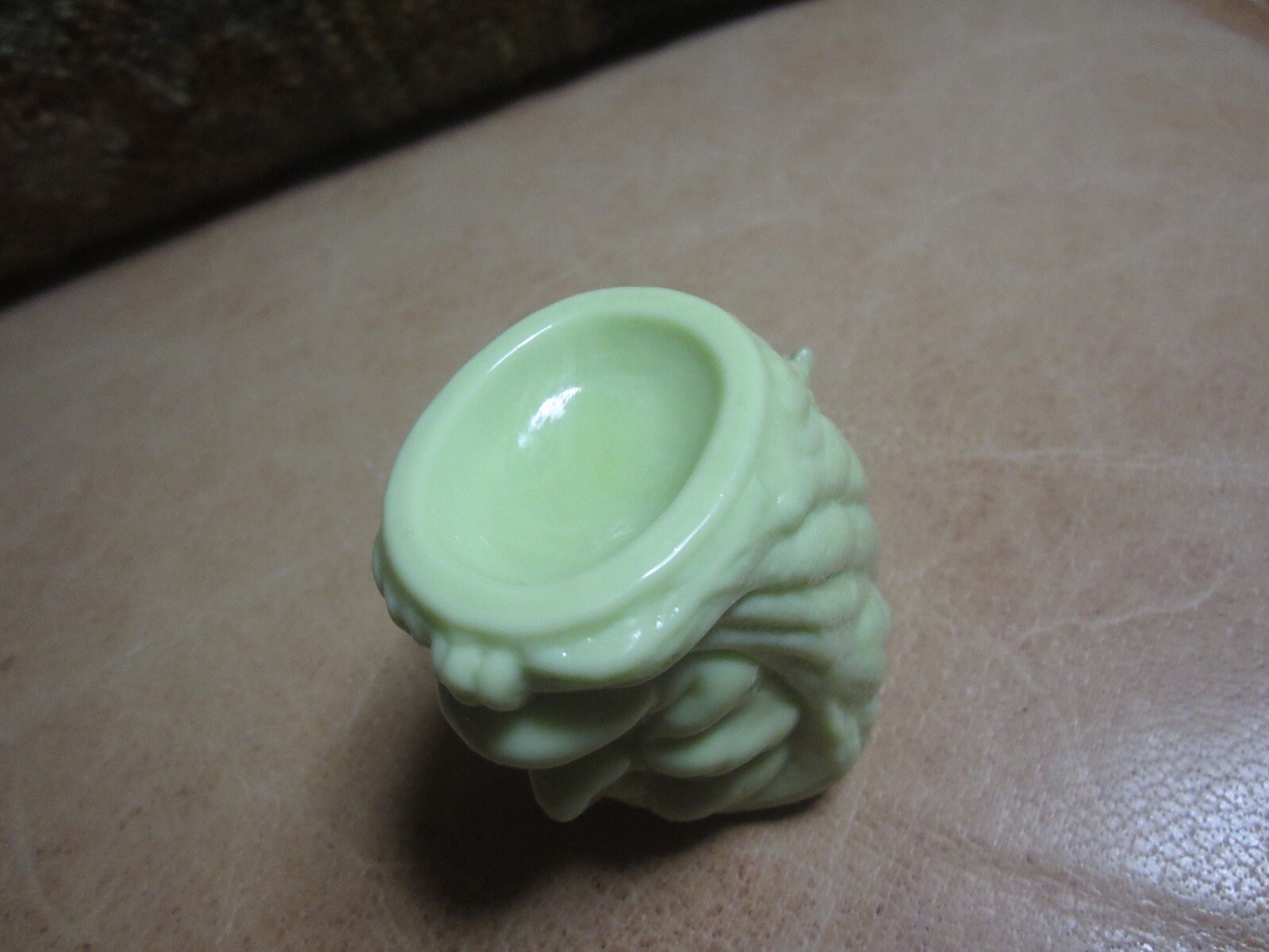 Vintage Greentown Nile Green Witch Head Toothpick Holder Slag | eBay