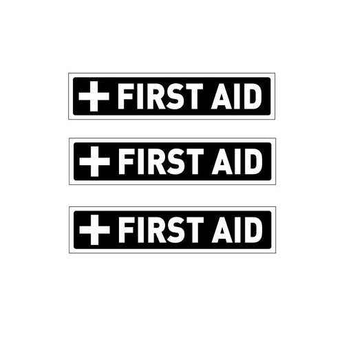 Qty 3 x First Aid sticker decals 180mm x 40mm black and white | eBay ...