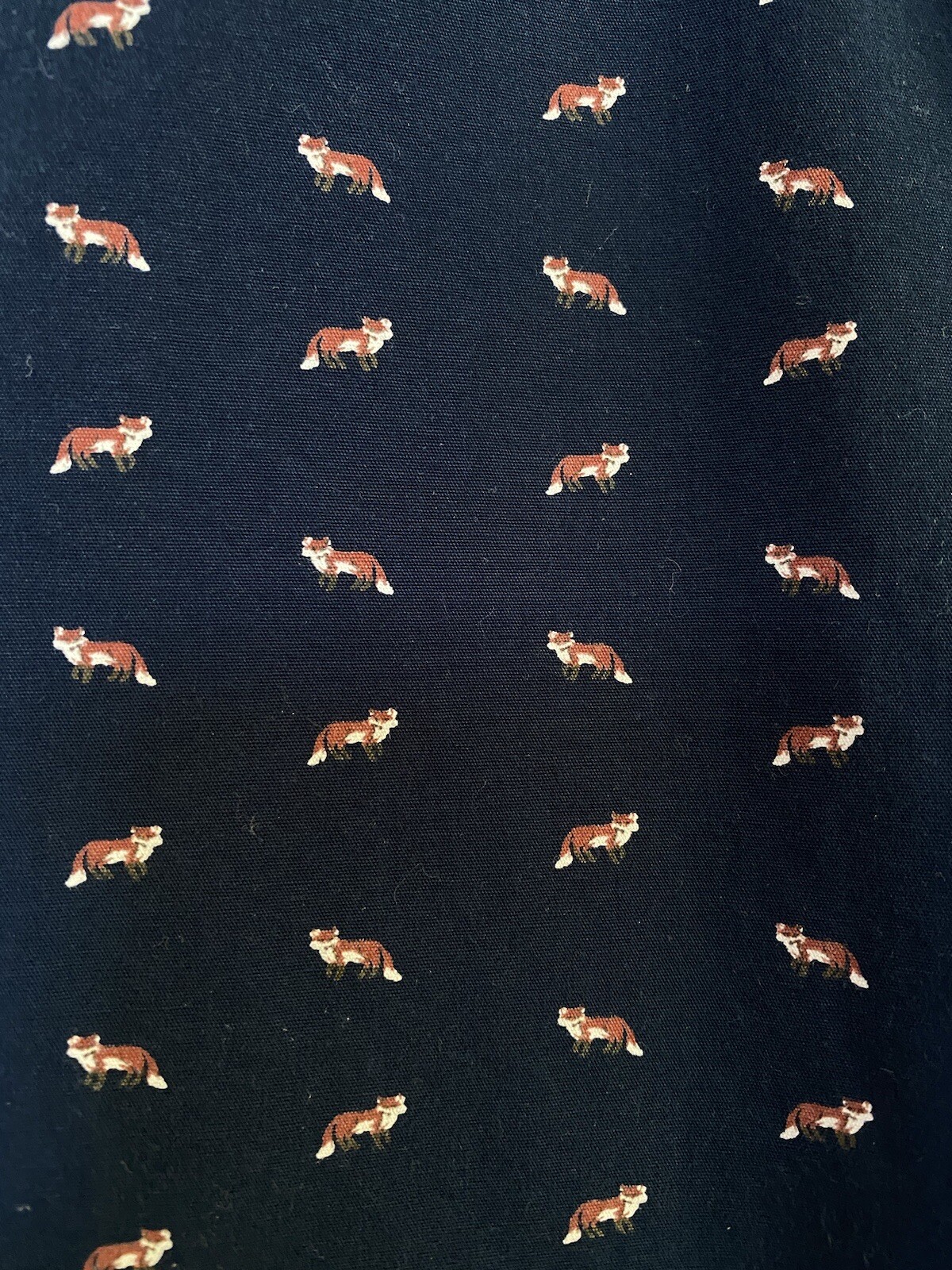 Navy Blue Fox-Pattern Long-Sleeve Button-Down Shirt | eBay