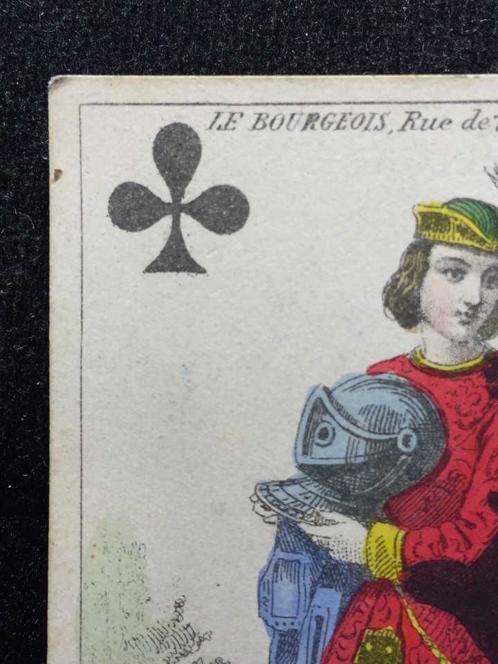 c1850 Hand Colour Engraved Antique Playing Cards Medieval Knave ...